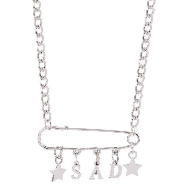 Sad Pin Pendant Necklace
